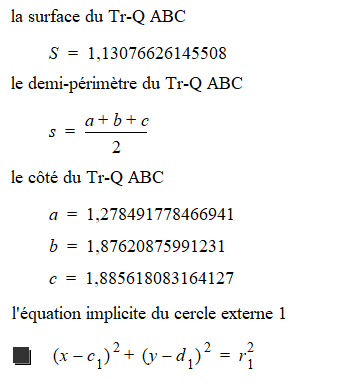 Le barycentre – le point P en contact préétabli avec le cercle externe 1