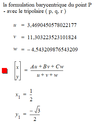 Le barycentre – le point P en contact avec la hauteur et le circumcercle