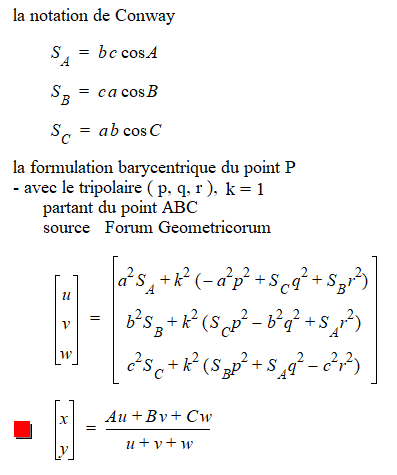 Le barycentre – le point P en contact avec la hauteur et le circumcercle